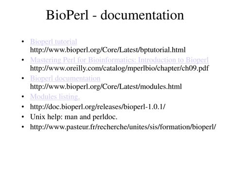Ppt Bioperl Documentation Powerpoint Presentation Free Download Id3318506