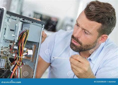 Man Assembling Computer With Stock Photo Image Of Laptop Problem