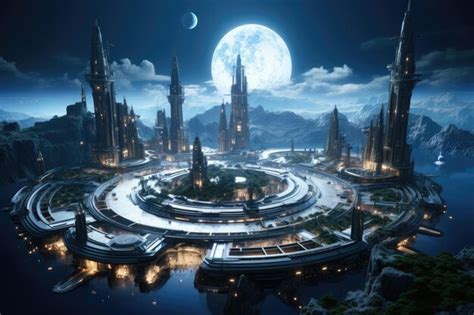 Premium Ai Image Futuristic Space City D Rendering Elements Of This Image Furnished By Nasa A