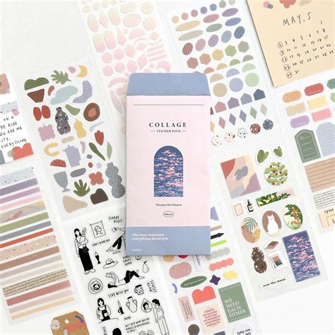 콜라주 스티커팩 다이어리 씰 다꾸 스꾸 폴꾸 탑꾸 라인 밑줄 투명 도형 오브제 라벨 홀로그램 감성 일상 인스 데코