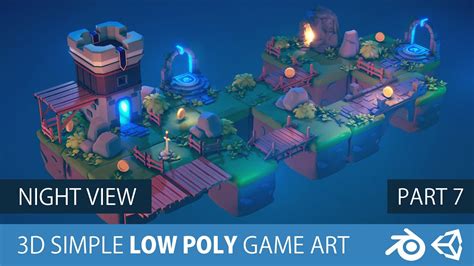 Simple Low Poly Game Art Blender And Unity 3d Night View Night Scene Low Poly Assets 3d