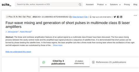 Citation Report Four Wave Mixing And Generation Of Short Pulses In Multimode Class B Laser