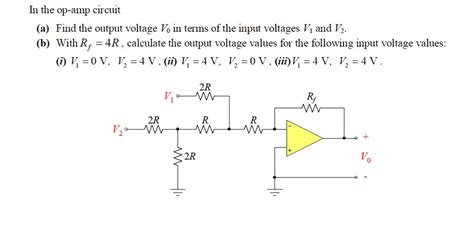 SOLVED In The Op Circuit A Find The Output Voltage Vo In Terms