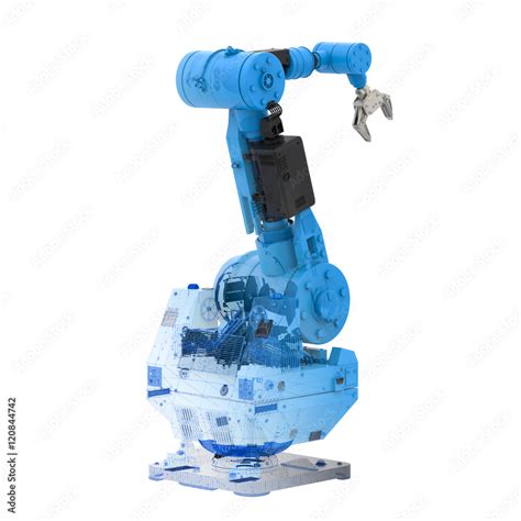 Blue Wireframe Robotic Arm Stock Illustration Adobe Stock