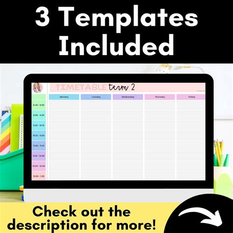 Mash Back To School Weekly Class Timetable Template Editable Digital Class Schedule