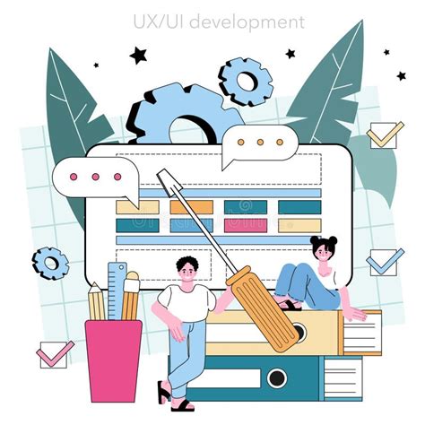 Ux And Ui Designer App Or Website Interface Development Stock Vector