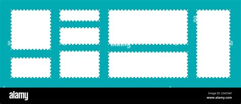White Postage Stamps Set Post Stamp Frames And Borders Rectangle And Square Template For Mail