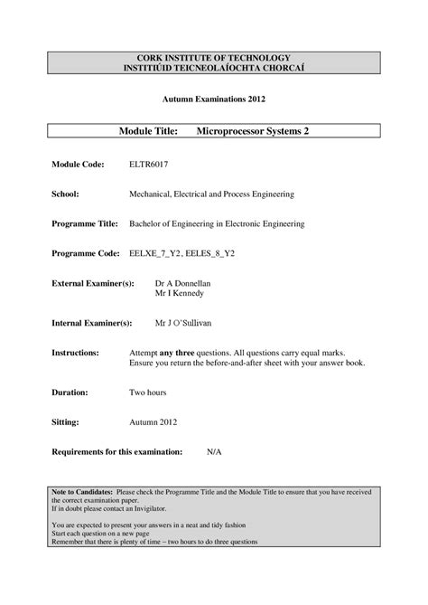 Microcomputer Development System Microprocessor Systems Exam