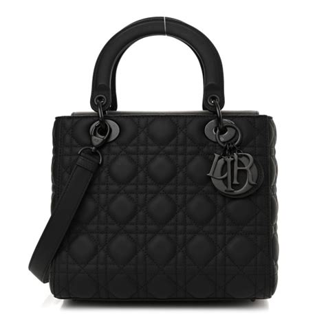 CHRISTIAN DIOR Ultra Matte Calfskin Cannage Medium Lady Dior Black