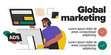 Global Marketing Concept Illustration Advertising Campaigns Flat Vector