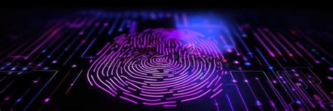 Biometric Authentication Fingerprint Scanning Cybersecurity Conceptual Purple Black Stock