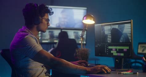 Medium Shot Of Video Editors Working At Stock Footage SBV 338559022