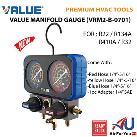 Navtek By Value Premium Manifold Gauge Vrm2 B 0701 R410a R32 R22 R134a Shopee Malaysia