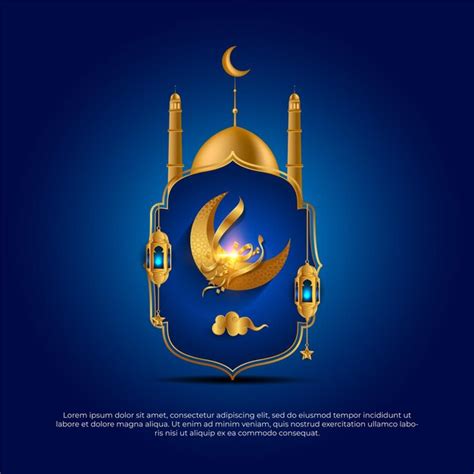 Eid Al Adha Mubarak Islamitische 3d Blauwe En Gouden Mooie Maan Lamp