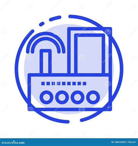 Router Device Signal Wifi Radio Blue Dotted Line Line Icon Stock Vector Illustration Of