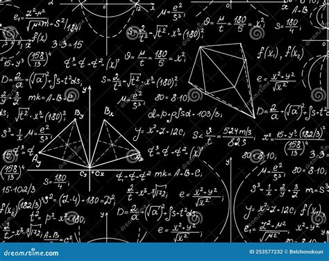 Math Educational Vector Seamless Pattern With Geometry Figures Calculations And Equations