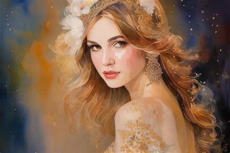 Premium Ai Image A Partially Nude Young Girl In Golden Robes With An