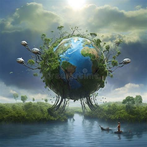 Planet Earth Green Planet Protecting The Planet From Pollution Stock