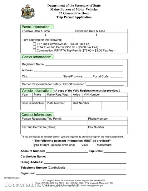 Printable Maine Trip Permit Application Form In Pdf ᐈ Forms Maine Online