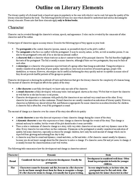 A Comprehensive Guide To Analyzing Literary Elements In Fiction Pdf Plot Narrative Narration