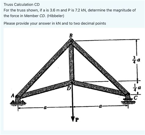 Solved Truss Calculation Cd For The Truss Shown If A Is 3 6