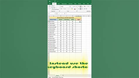 shortcut key for calculating sum in excel excelsolutions exceltips tipsandtricks youtube