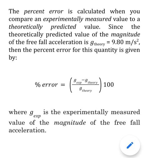 The percent error is calculated when you compare an | Chegg.com