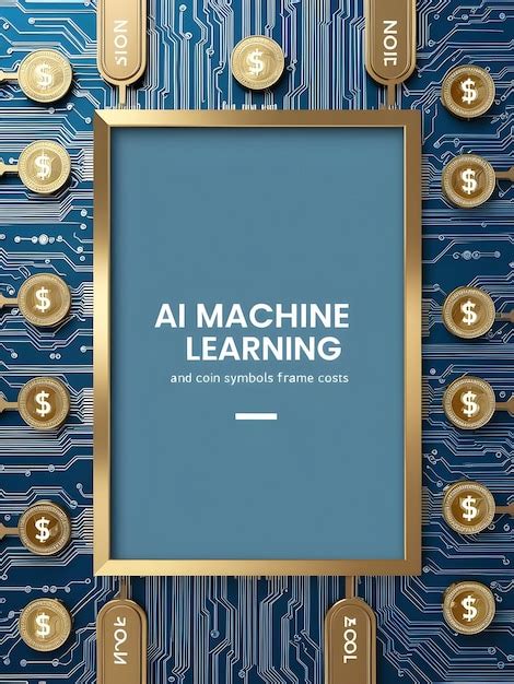 ai machine learning and coin symbols frame concept as a border frame