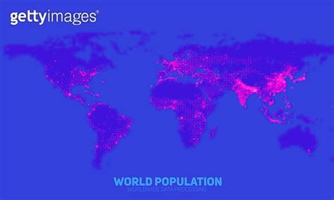 vector abstract world population density map continents constructed