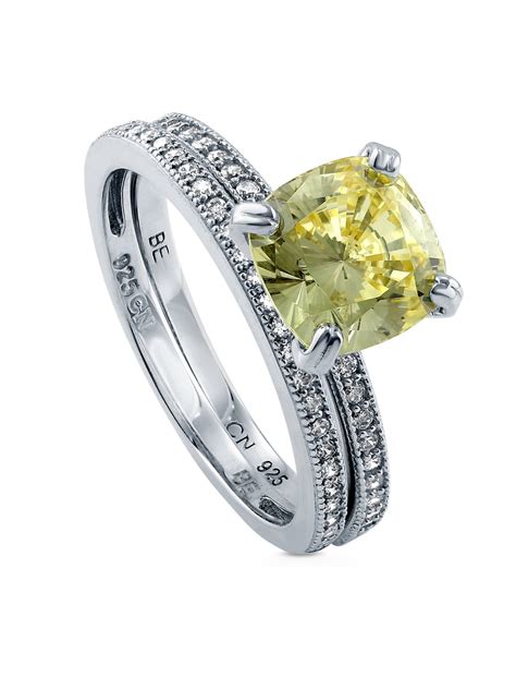 Berricle Sterling Silver Solitaire Wedding Engagement Rings 3 Carat