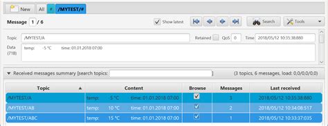formatierung empfangener nachrichten in mqtt spy