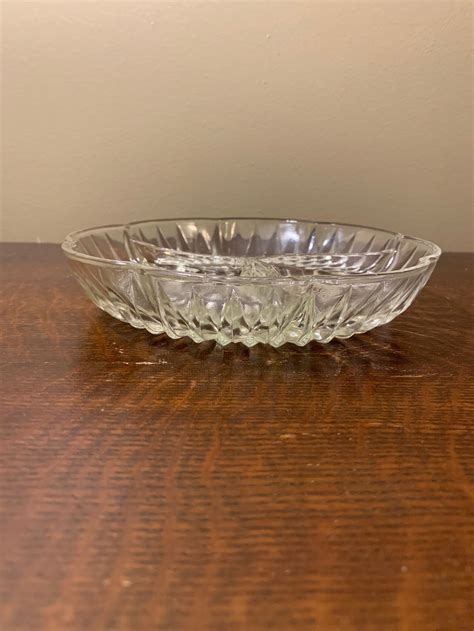Vintage Glass 3 Section Divided Relish Dish Etsy
