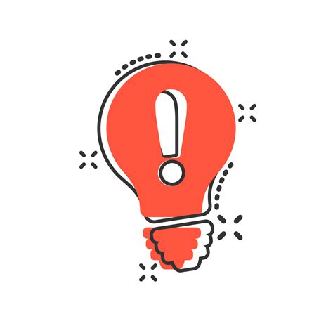 Problem Solution Icon In Comic Style Light Bulb Idea Vector Cartoon