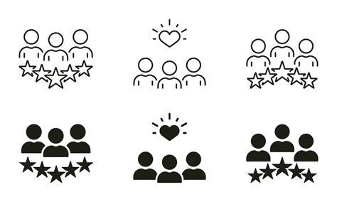 Customer Satisfaction Line And Silhouette Icon Set Best Service
