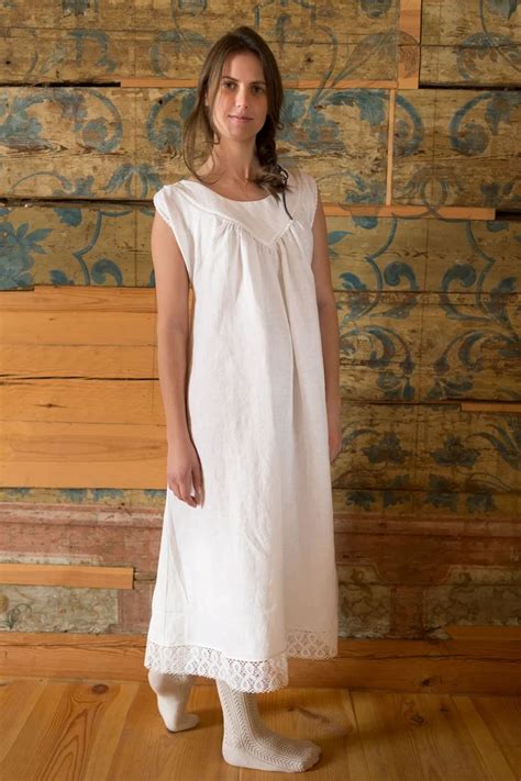Linen Nightgown Old Fashioned Night Gown 1900s Nightwear Linen Night