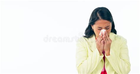 Allergies Sneeze Or Sick Black Woman In Office Or Worker Blowing Nose