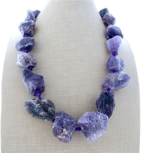 Amethyst Necklace Purple Gemstone Necklace Chunky Necklace Bold