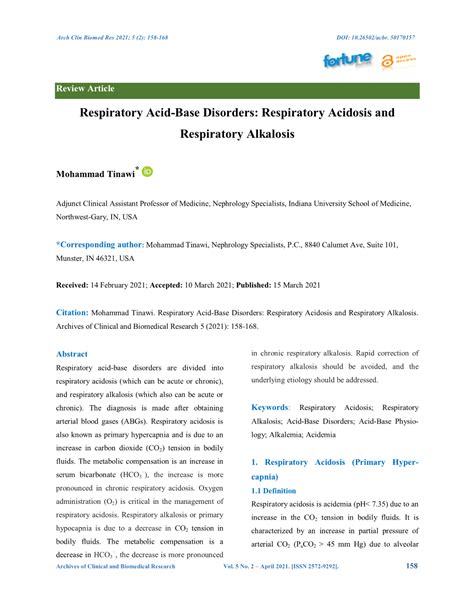 Respiratory Acid Base Disorders Respiratory Acidosis And Respiratory