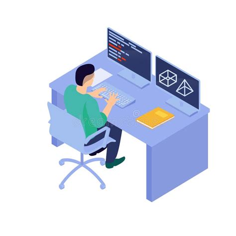 Isometric 3d Programmer Composition Stock Illustration Illustration