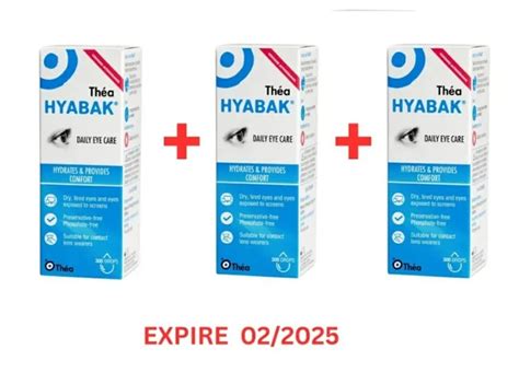 3 X Thea Hyabak Dry Eye Drops 10ml Expire 022025 £2199 Picclick Uk