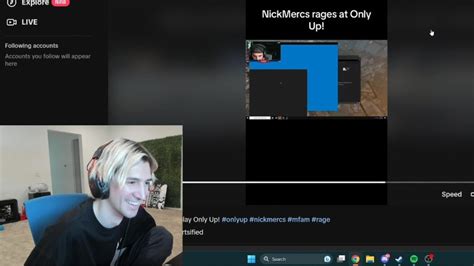 XQc Reacts To Nickmercs Raging At Only Up YouTube