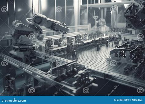 Complex Assembly Line With Intricate Network Of Robotic Arms And Fasteners Building Complex