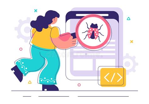 Bugs Tracking Tool Vector Illustration Featuring Mobile Phone