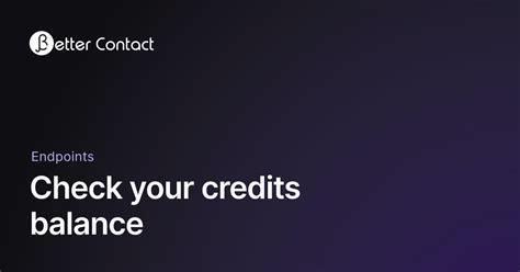 check your credits balance api documentation