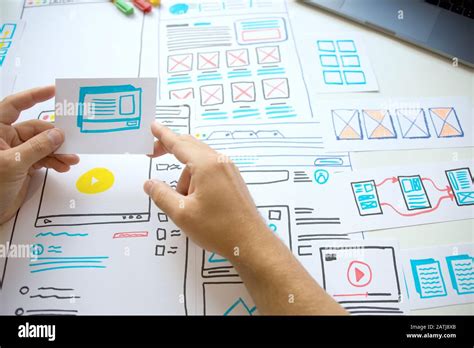 Website Young Designer Creative Planning Application Draft Sketch Drawing Template Layout