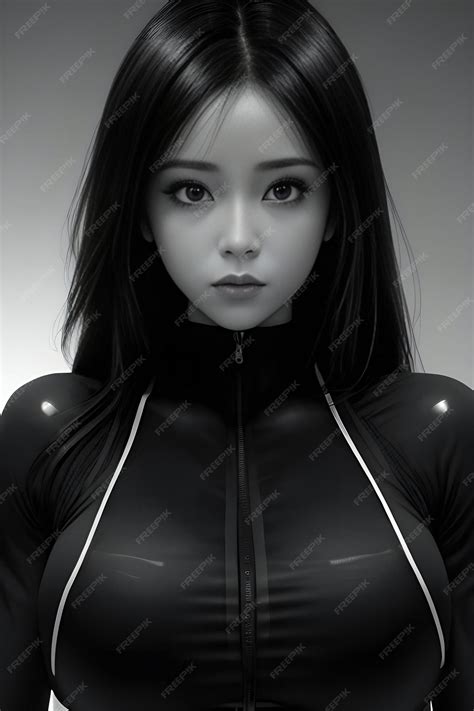 Premium Ai Image Rendering Of A Female Figure In A Black Latex Costume