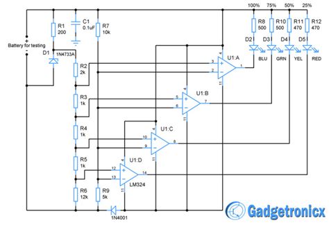 How To Design A Battery Charge Indicator Circuit Gadgetronicx