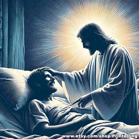 Jesus Healing Art Prints Vintage Style Religious Wall Decor Digital