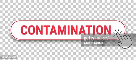contamination 3d click web button with hand cursor on blank background
