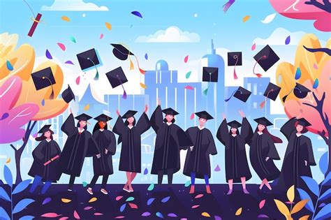 Premium Photo Graduation Ceremony Vector Illustration